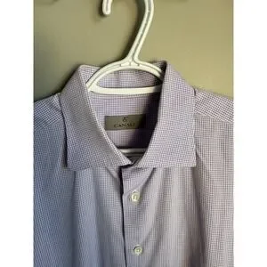 Canali | Shirts | Canali Gingham Check Dress Shirt Purple Mens 7 Luxury ...